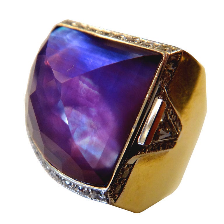 Fantasy Cut Amethyst Diamond Ring For Sale at 1stDibs