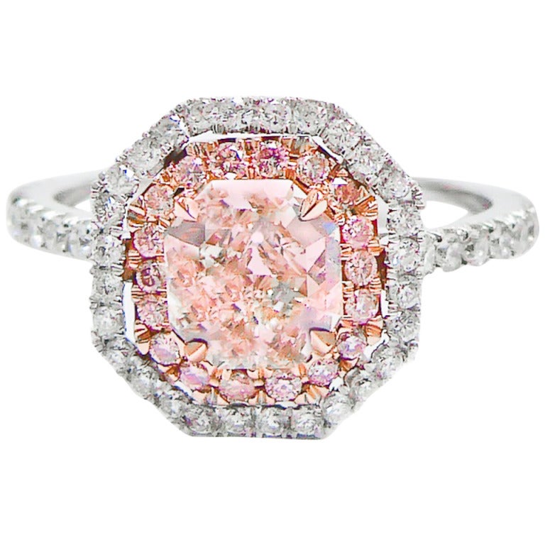 Natural Fancy Light Pink Radiant Cut Diamond Engagement Ring For Sale ...