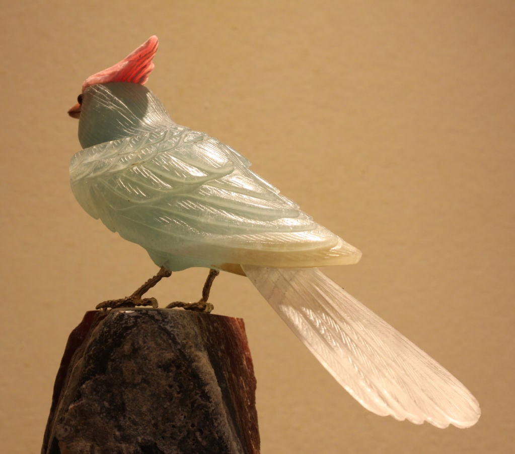 Carved Decorative Stone Bird On Base at 1stDibs