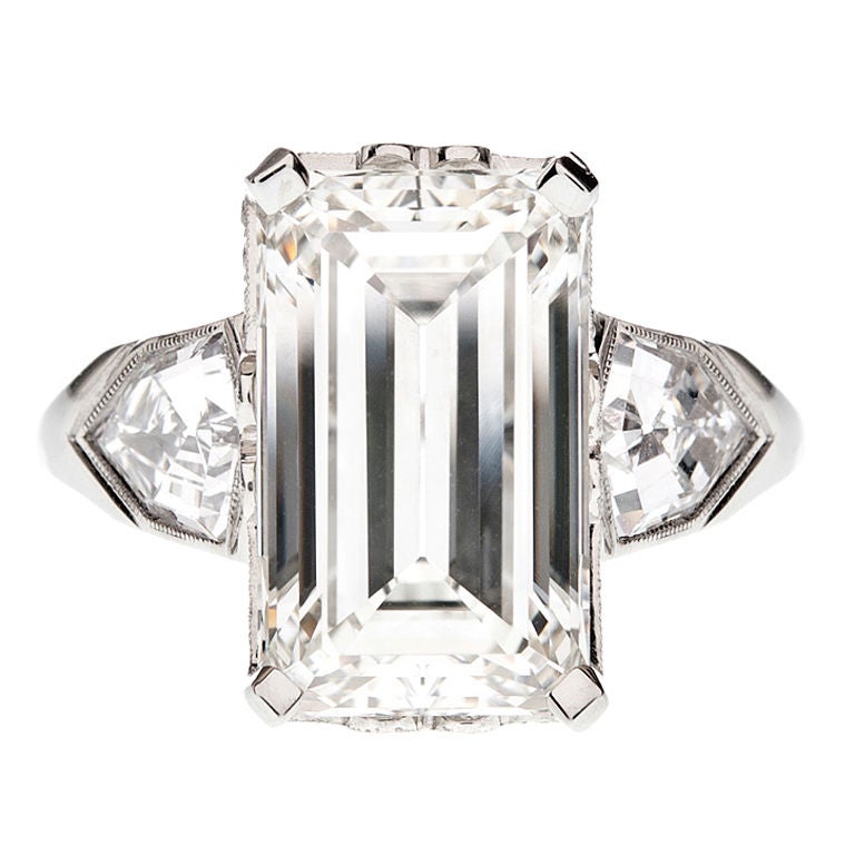 Emerald Cut and Shield Cut Diamond Engagement Ring at 1stDibs | shield ...