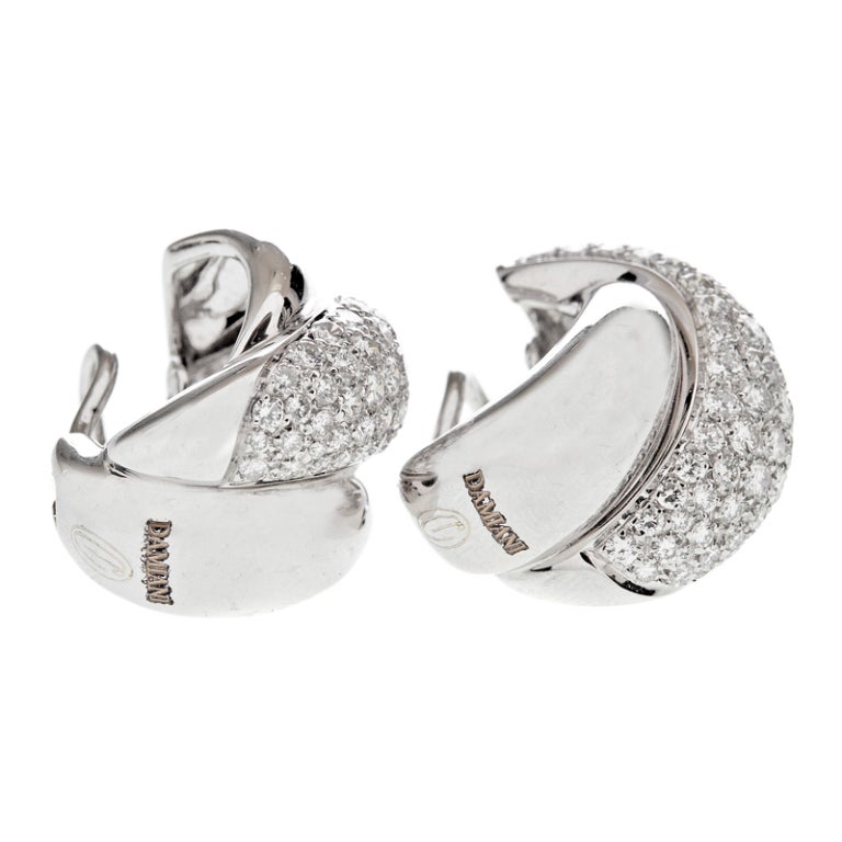 Damiani Diamond Gold X Design Earrings For Sale at 1stDibs | damiani ...