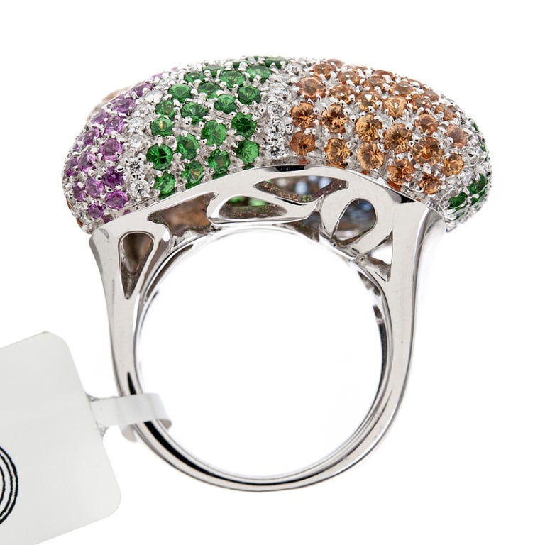 Multi-Color Sapphire and Diamond Ring by Oro Trend at 1stDibs