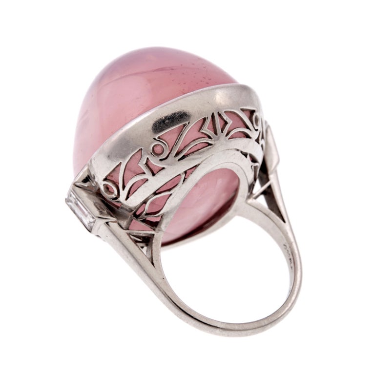 Art Deco Cabochon Star Rose Quartz Platinum Ring at 1stDibs | star rose ...