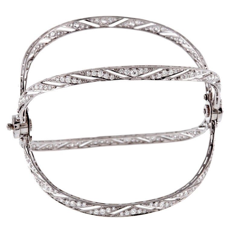 Extremely Unusual Art Deco Diamond Bangle "Spring" Bracelet at 1stDibs