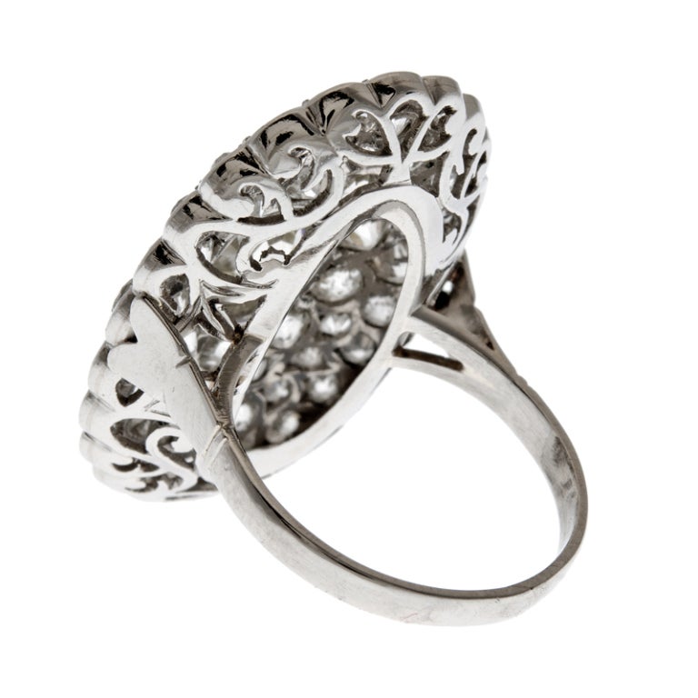 Old European Cut Diamond and Platinum Cluster Ring at 1stDibs