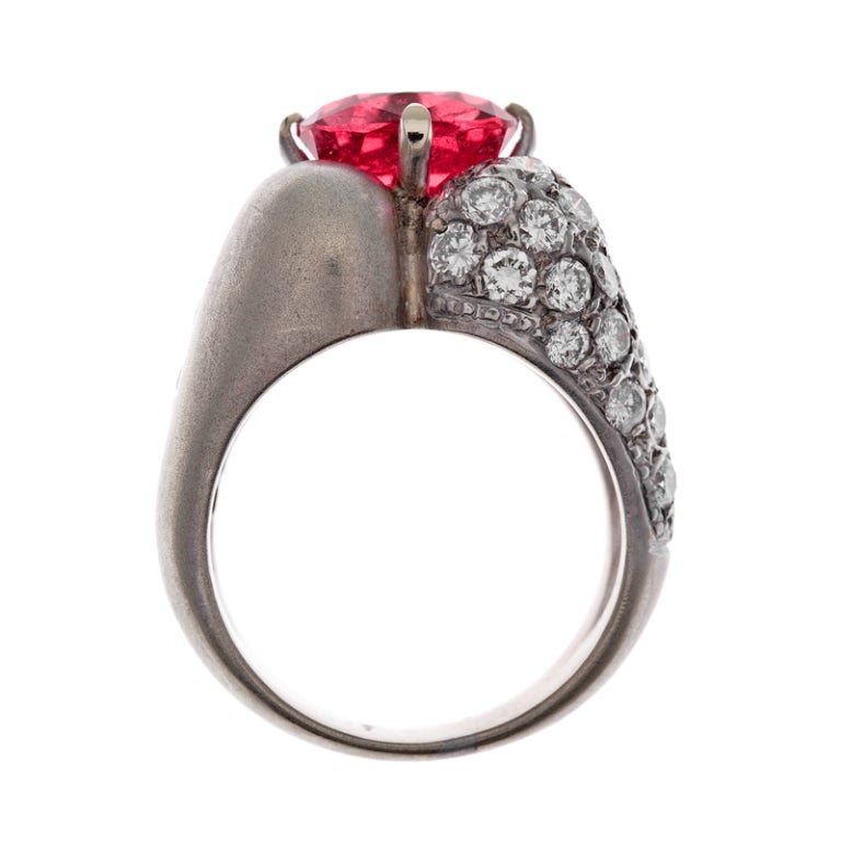 Unique Contemporary Tourmaline and Diamond Cocktail Ring at 1stDibs