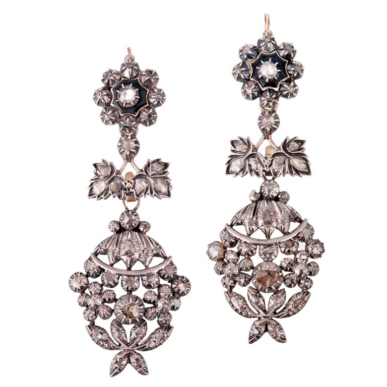 Dramatic Victorian Diamond Drop Earrings at 1stDibs