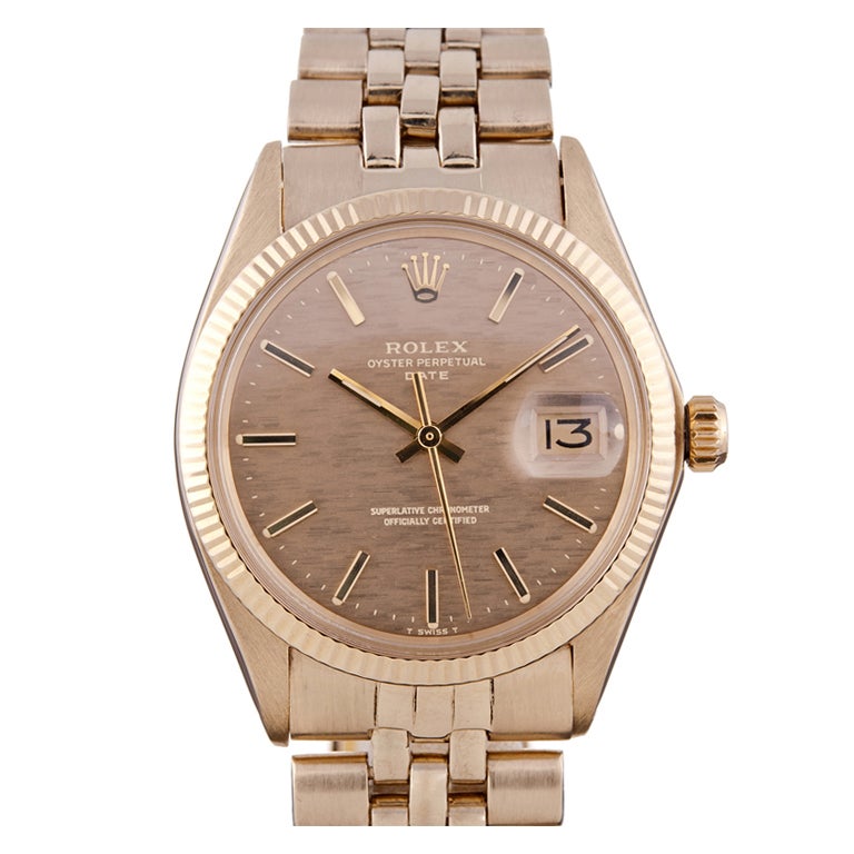 ROLEX Yellow Gold Datejust with Unusual Wave Dial at 1stDibs