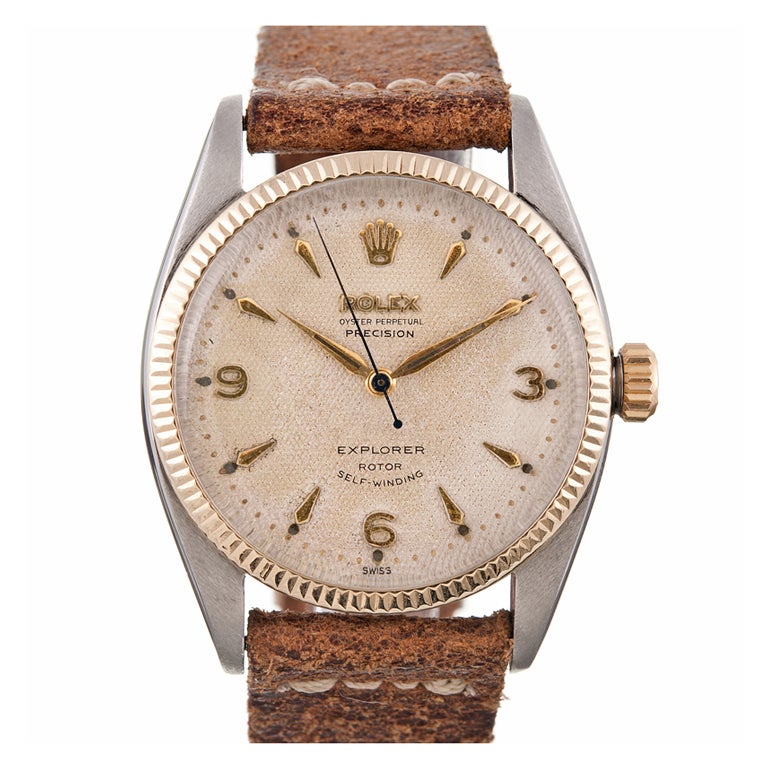 ROLEX Rare Steel and Gold Explorer with Honeycomb Dial Ref. 6229 at ...