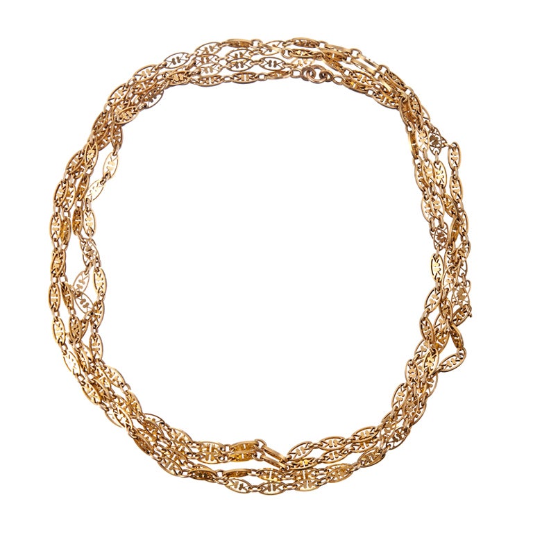 French 60 Inch Long Antique Yellow Gold Chain at 1stDibs