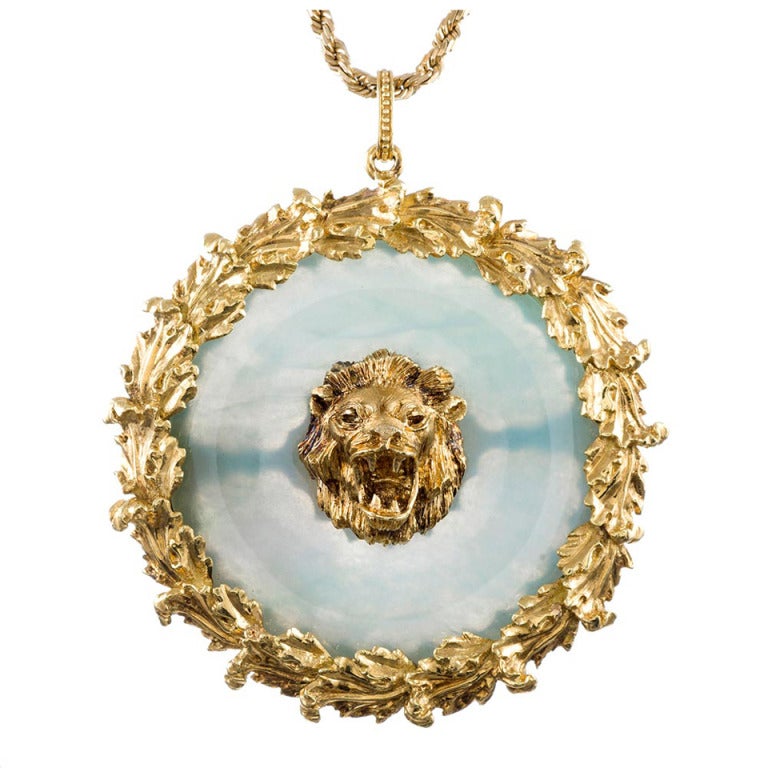 Buccellati Large Jade Medallion with Lion Motif at 1stDibs
