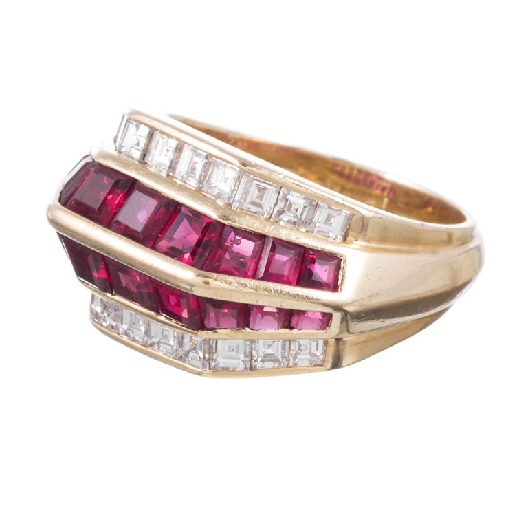 Oscar Heyman Ruby Diamond Ring at 1stDibs