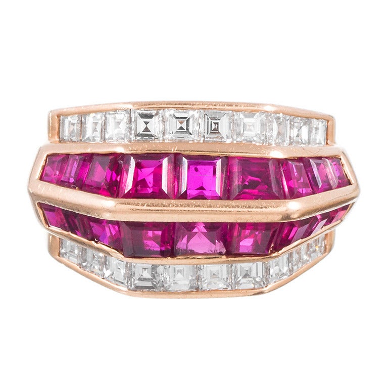 Oscar Heyman Ruby Diamond Ring at 1stDibs