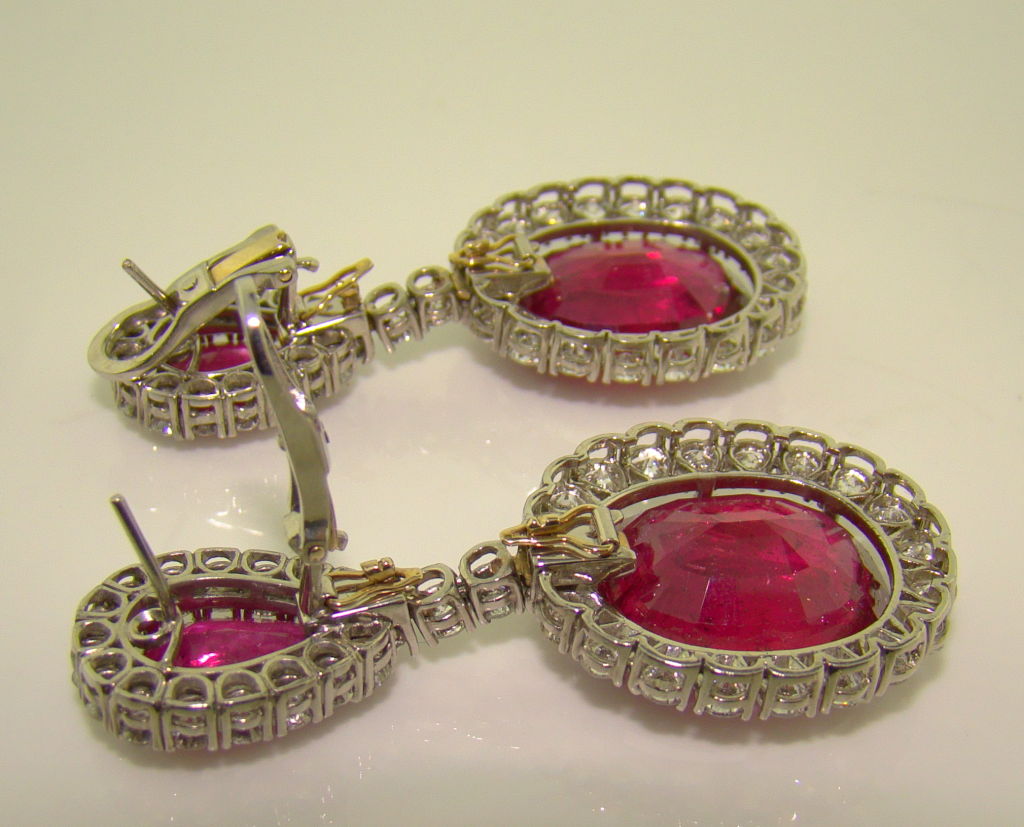 Platinum, Ruby and Diamond Handmade Detachable Earrings at 1stDibs
