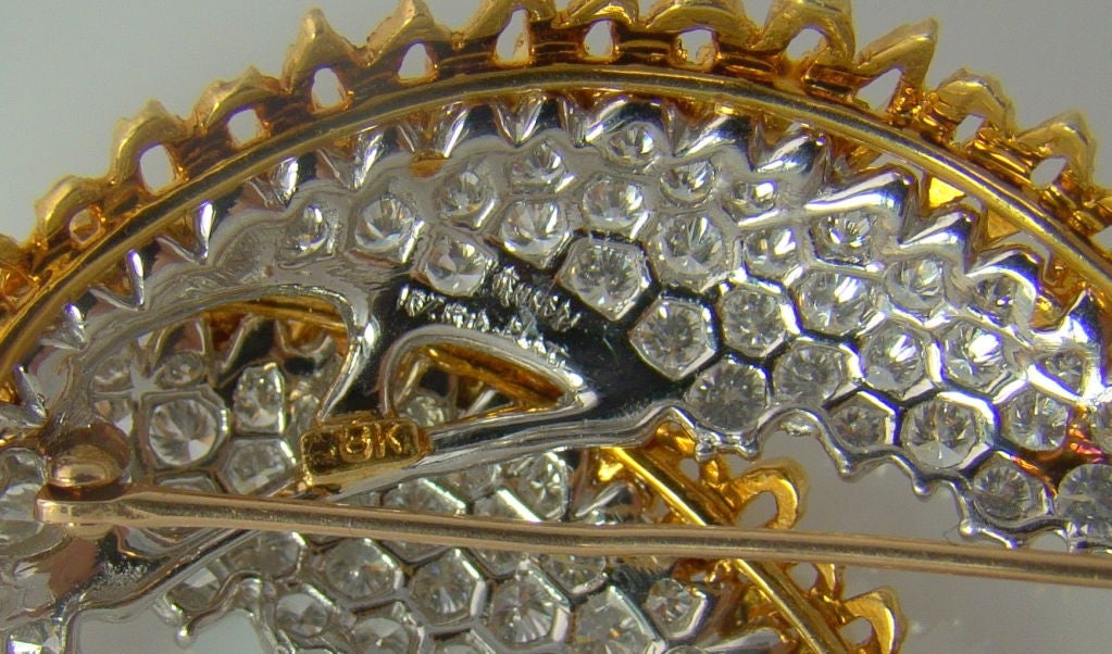 William Ruser 18K Yellow Gold, White Gold and Diamond Brooch at 1stDibs