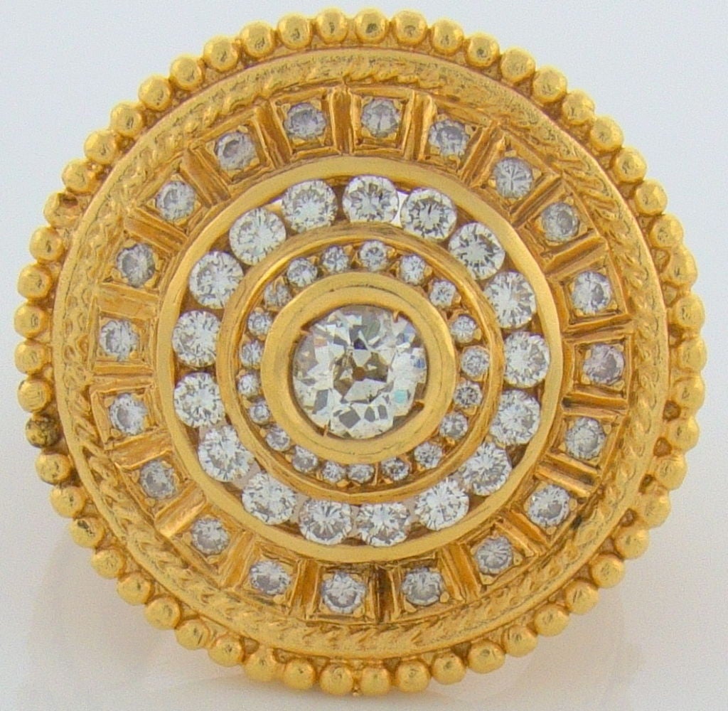 22 Karat Yellow Gold and Diamond Ring at 1stDibs