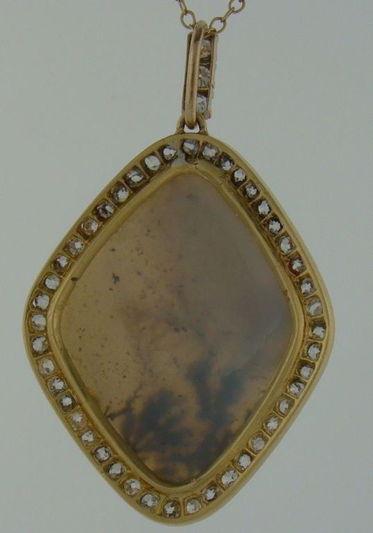 Extremely Rare Picture Agate, Diamond and 18K Edwardian Necklace at 1stDibs