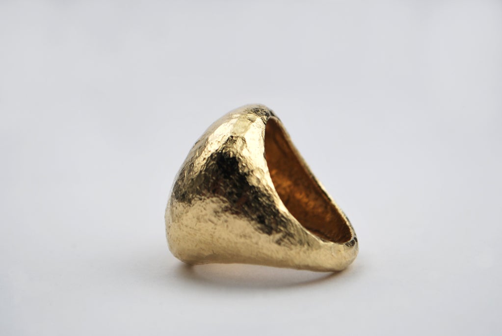 Handmade European Hammered Gold Ring For Sale at 1stDibs