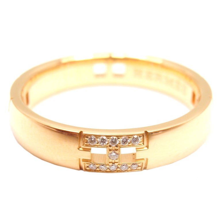 HERMES Diamond "H" Yellow Gold Ring at 1stDibs | hermes h ring, hermes diamond ring, hermes gold ...