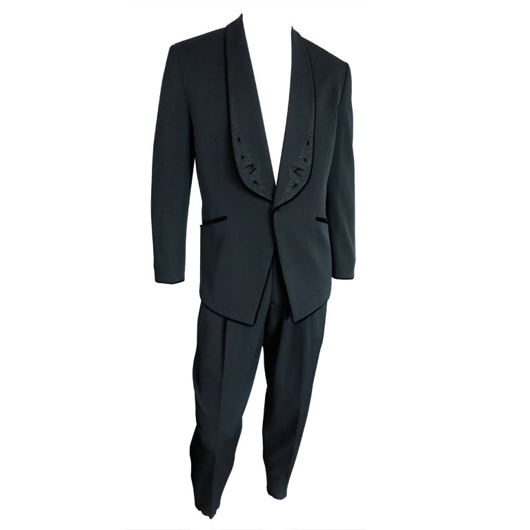 Vintage MATSUDA JAPAN 1980 Men's velvet applique tuxedo suit at 1stDibs