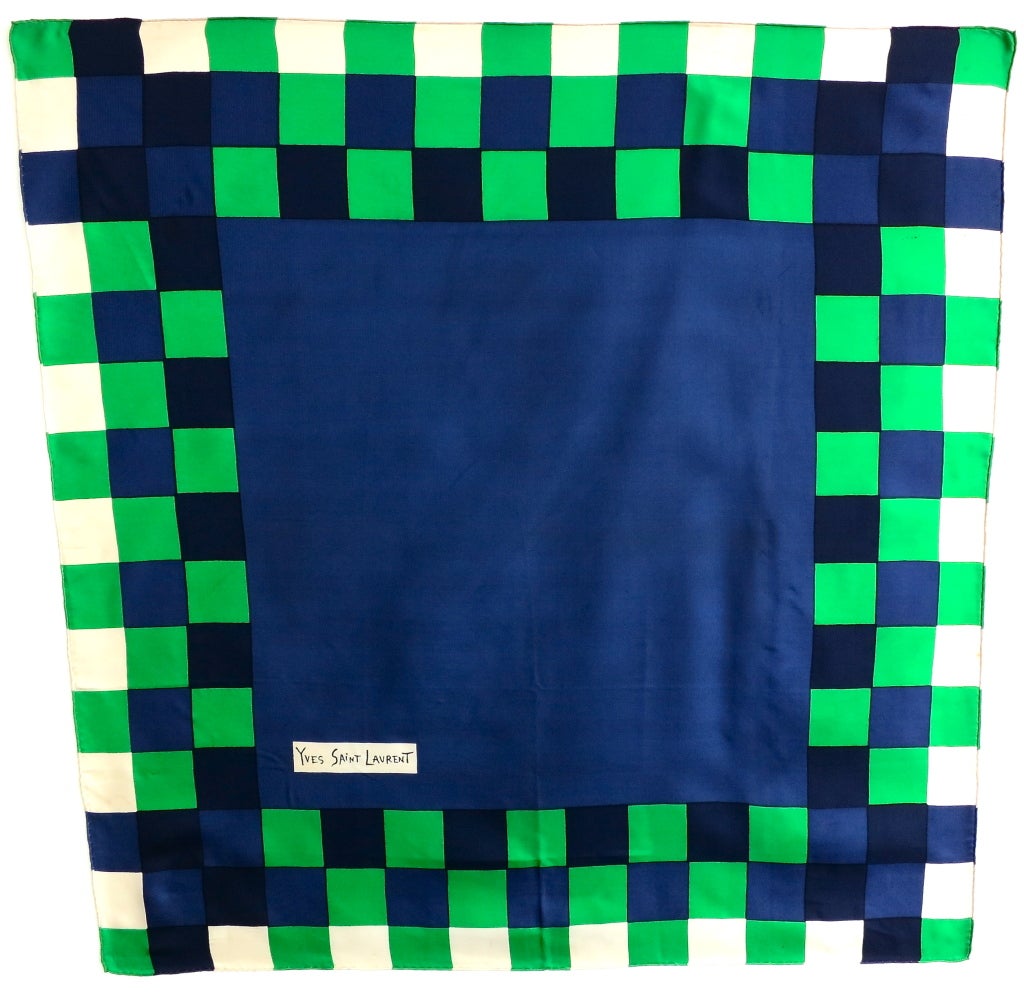 Vintage YVES SAINT LAURENT 1960'S era silk checkered scarf at 1stDibs