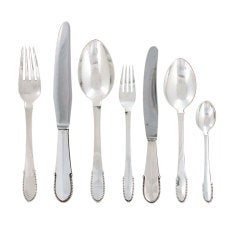 Rare GEORG JENSEN Seven Piece Beaded Silverware Set at 1stDibs