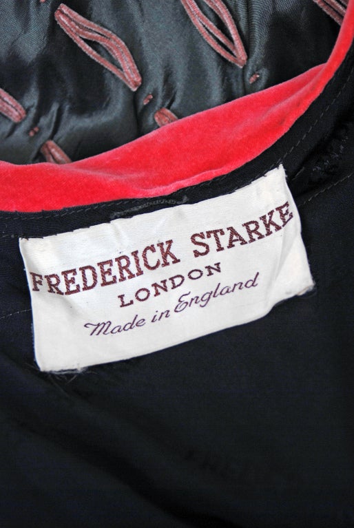 1950's Frederick Starke Velvet and Taffeta Fishtail Cocktail Dress at ...
