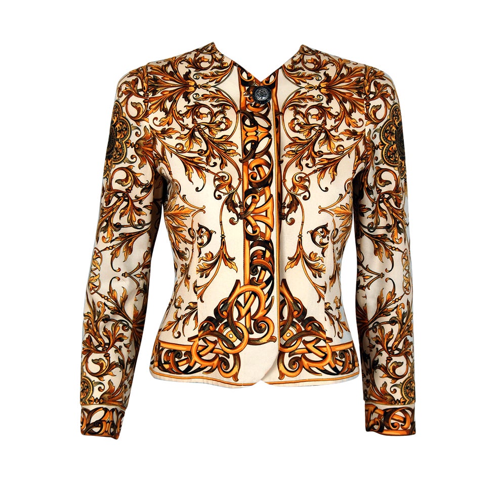 1991 Gianni Versace Couture Iconic Baroque Print Jacket at 1stDibs