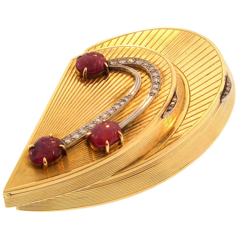 Most and Fogul Gold, Ruby and Diamond Compact For Sale at 1stDibs