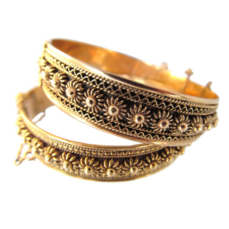 Pair of Antique Gold Bangles at 1stDibs