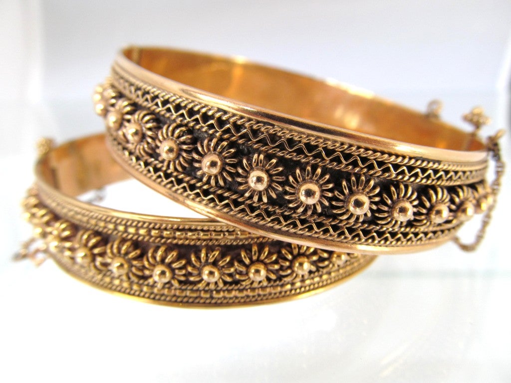 Pair of Antique Gold Bangles at 1stDibs