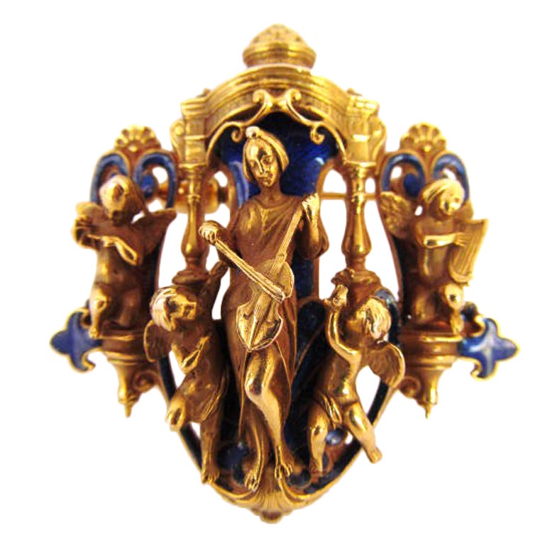 Froment Meurice Gold Brooch: "L'Harmonie" 1847 at 1stDibs