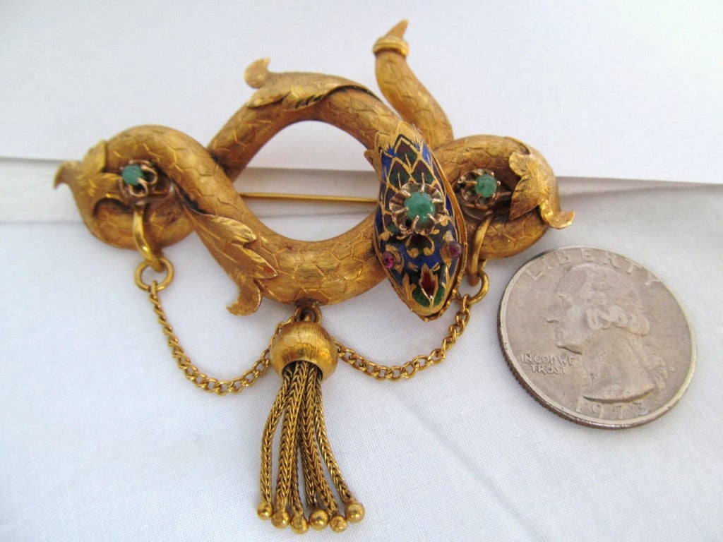 Superb Gold Serpent / Snake Antique Brooch at 1stDibs