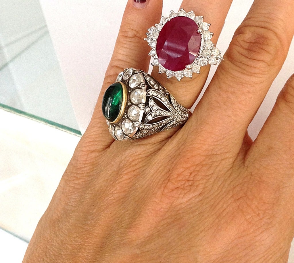 Regal Diamond and Ruby Cocktail Ring For Sale at 1stDibs