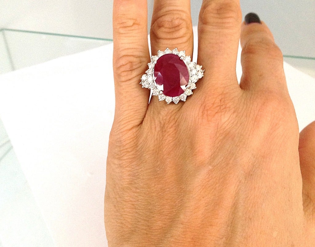 Regal Diamond and Ruby Cocktail Ring For Sale at 1stDibs