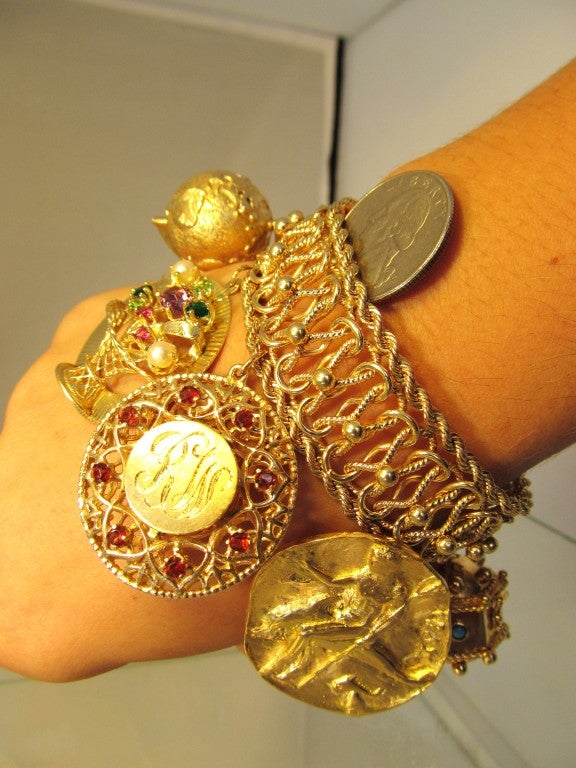 Very Large Gold Charm Bracelet at 1stDibs