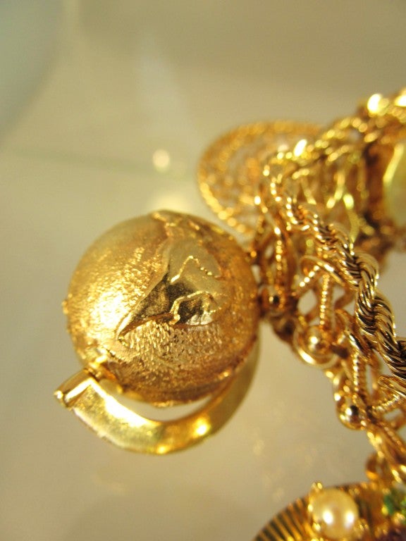 Very Large Gold Charm Bracelet at 1stDibs