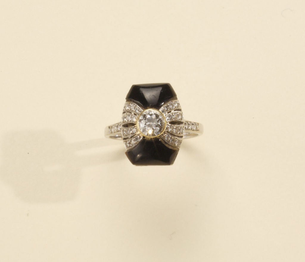 Art Deco Diamond Onyx Ring at 1stDibs