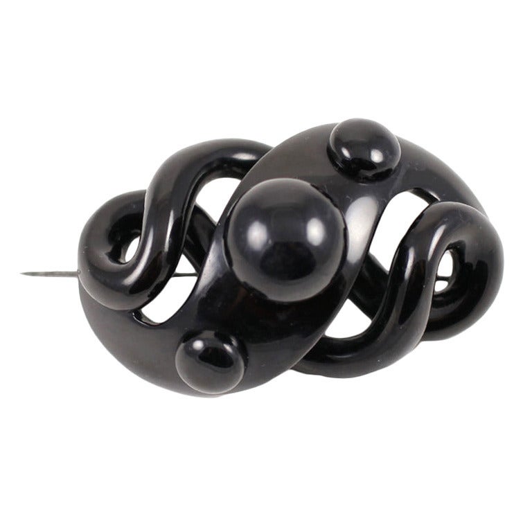 Moonscape Victorian Jet Brooch at 1stDibs