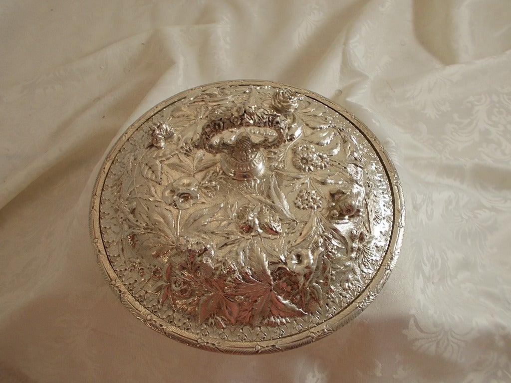 Repousse by Kirk Sterling Silver Covered Berry Bowl 11 OZ MARK at 1stDibs