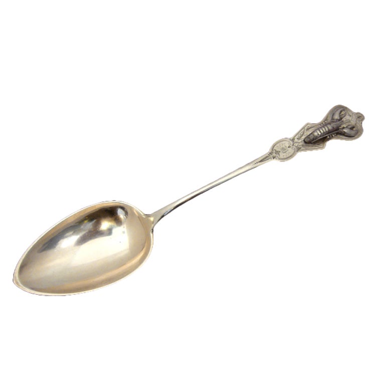 Sterling Silver Figural Lobster Spoon w/applied 3-D Lobster For Sale at ...