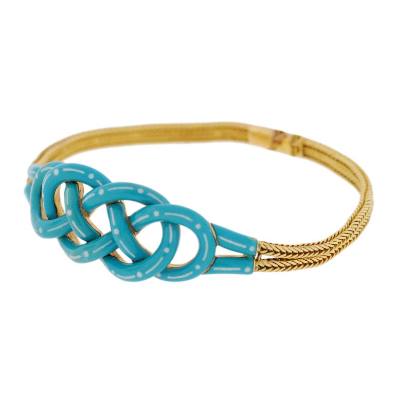 Victorian Enameled Double Love Knot Gold Bracelet at 1stDibs | love ...