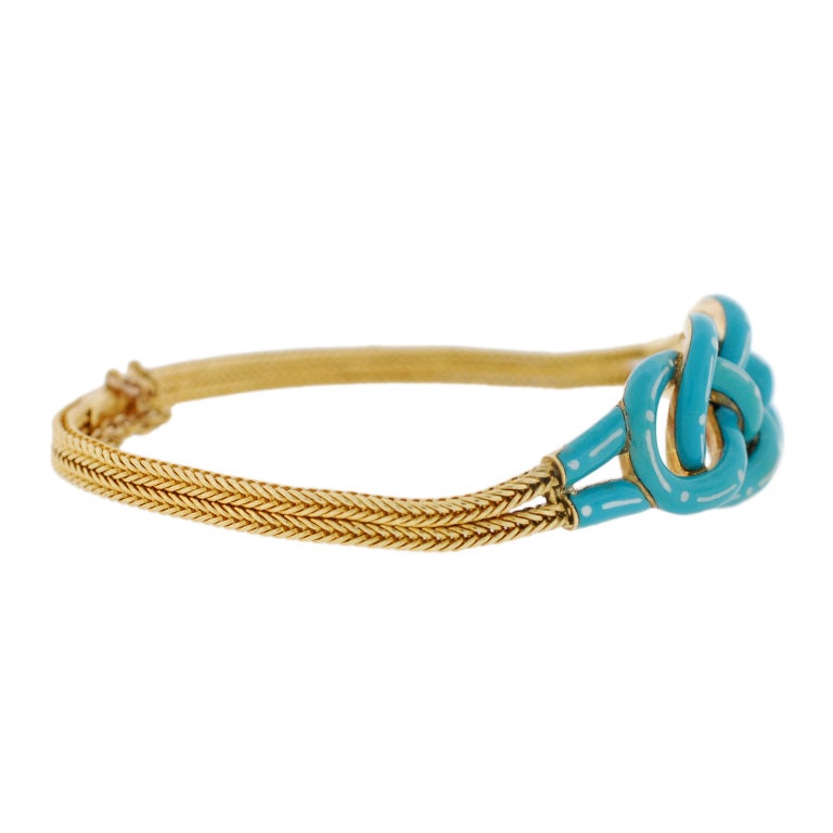 Victorian Enameled Double Love Knot Gold Bracelet at 1stDibs | love ...