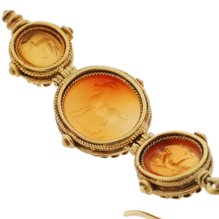 Victorian Carnelian Three Intaglio Earrings at 1stDibs