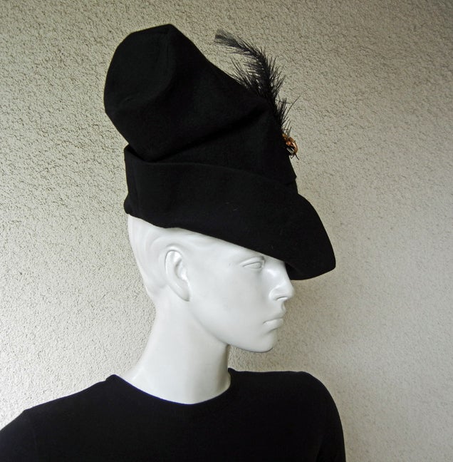 Adrian Custom Couture Exceptional Robin Hood Hat with Feather For Sale ...