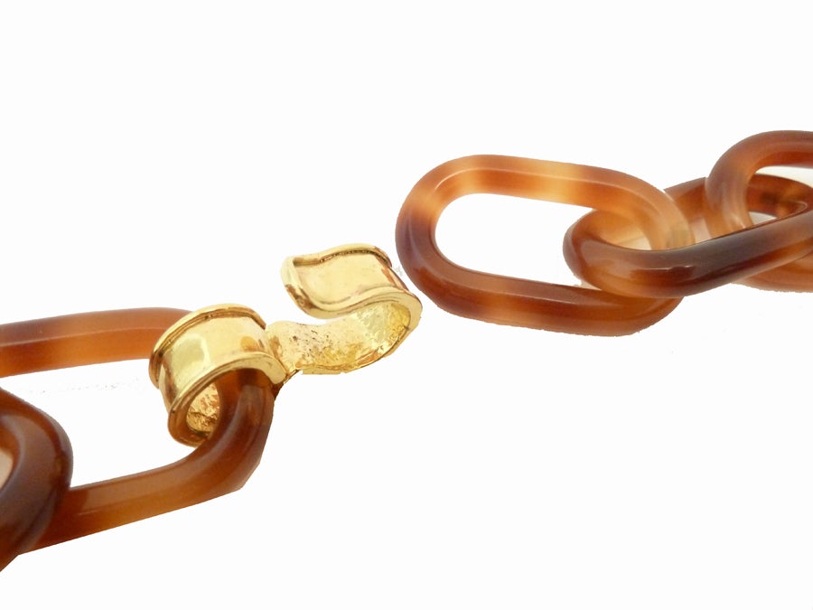 Vintage Chanel Faux Tortoise Shell Necklace and Earrings For Sale at ...