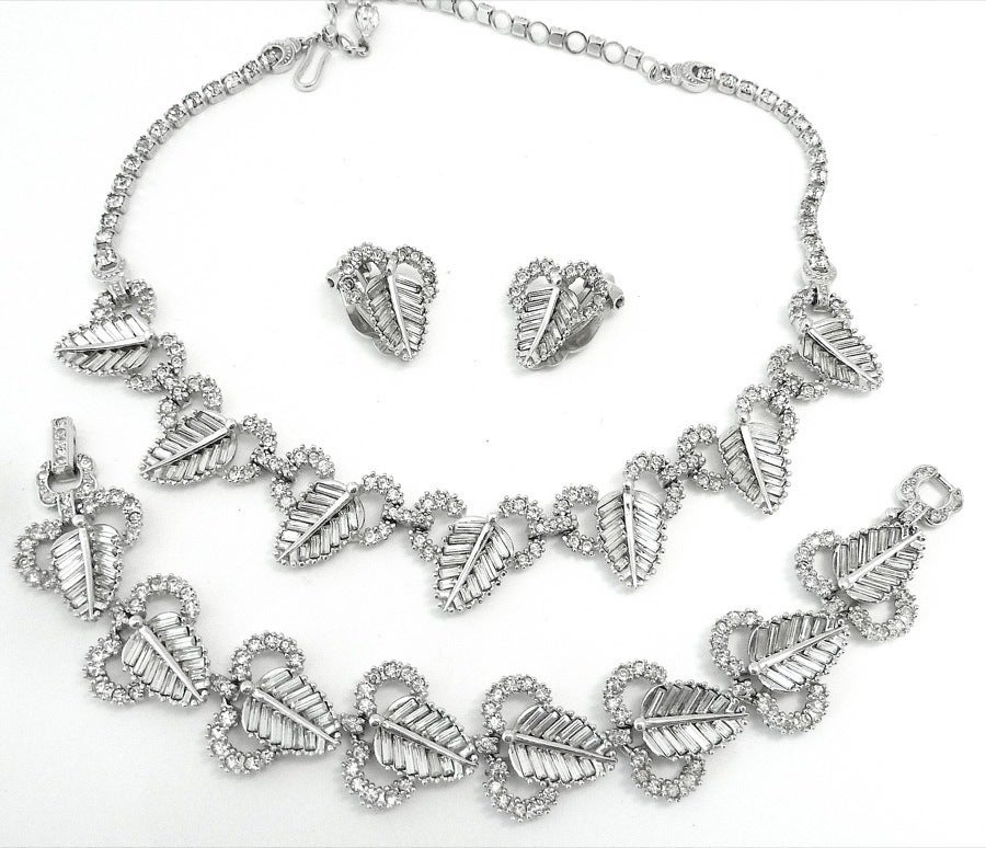 Vintage Signed Pennino Rhinestone Necklace, Bracelet and Earrings For ...