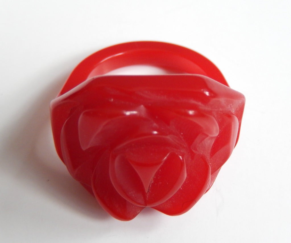 Pair of Carved Bakelite Rings, Art Deco at 1stDibs