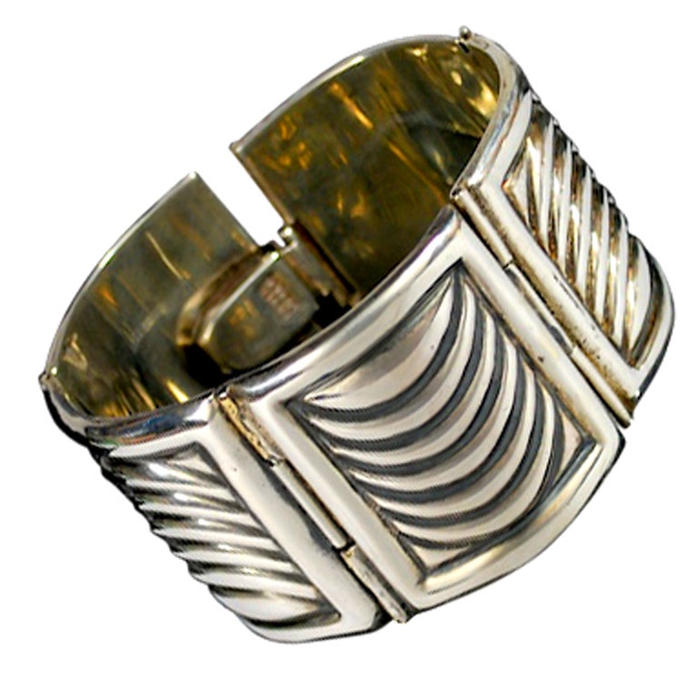 FRED DAVIS Mexican Repousse Bracelet For Sale at 1stDibs