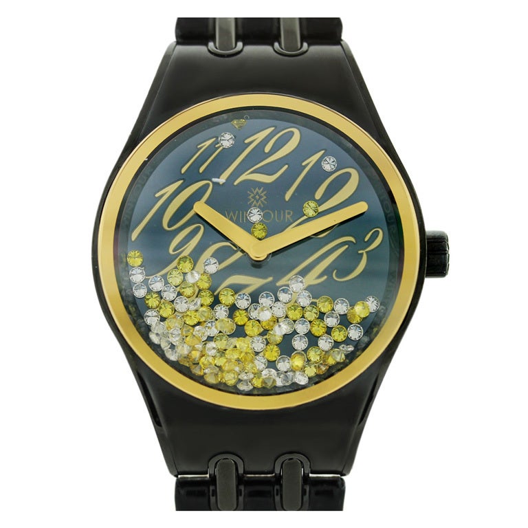 Wintour CC Collection Blackened Steel and Gold Diamond Watch For Sale ...